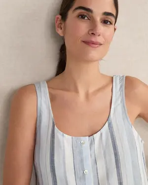 HAVEN WELL WITHIN Organic Cotton Linen Coastal Stripe Sleep Dress