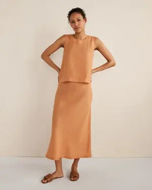 HAVEN WELL WITHIN Linen Midi Skirt