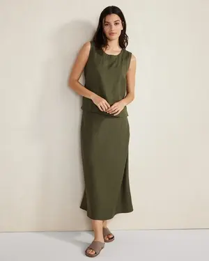 HAVEN WELL WITHIN Linen Midi Skirt