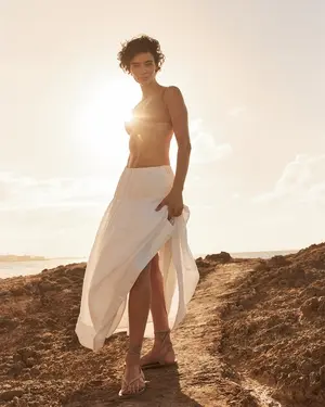 HAVEN WELL WITHIN Linen Tiered Maxi Skirt