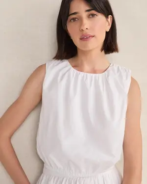 HAVEN WELL WITHIN Organic Cotton Poplin Bubble Top - White