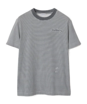 Burberry Logo Printed Striped Crewneck T-shirt - Grey