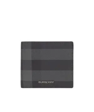 Burberry Check Pattern Bi-fold Wallet - Black