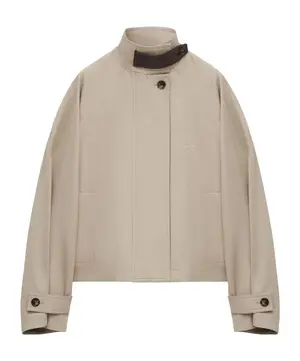 Loewe Cropped Cotton And Silk Zip-up Polo Shirt