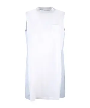 Sacai Sleeveless A-line Dress With Ribbed Crewneck And Chest Pocket