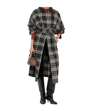DIESEL® Midi Dress In Check Flannel With Wide Belt