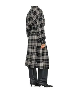 DIESEL® Midi Dress In Check Flannel With Wide Belt