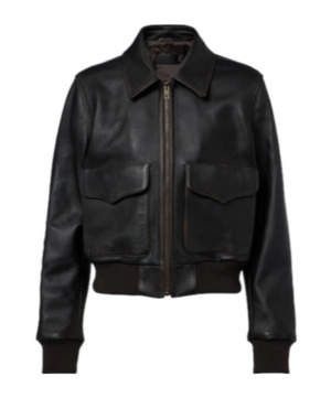 NILI LOTAN Leather Bomber Jacket - Brown