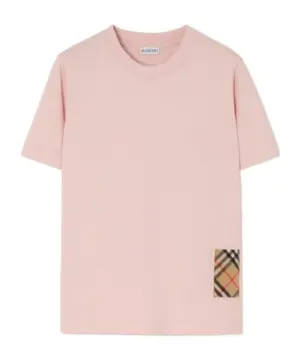 Burberry Check Label Cotton T-shirt - Pink Bouquet