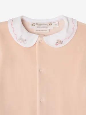 Bonpoint Tintina Velvet Footed Pajamas With Elasticated Cuffs
