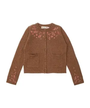 Bonpoint Crew Neck Long-sleeved Knitwear With Embroidered Details