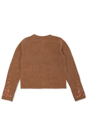 Bonpoint Crew Neck Long-sleeved Knitwear With Embroidered Details