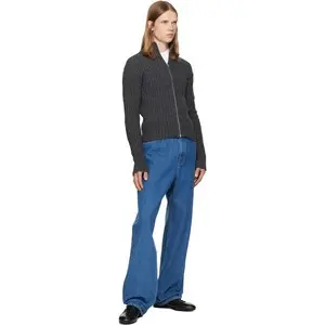JIL SANDER Ribbed Zip-up High Neck Cardigan