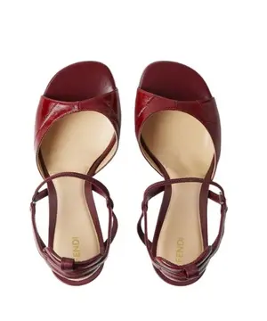 Fendi Burgundy Hagfish Leather High-heeled Sandals