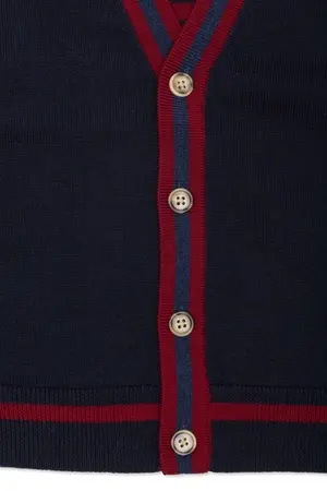 Bonpoint V-neck Striped-trim Cardigan
