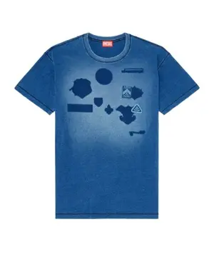 DIESEL® T-shirt With Shadow-effect Patches - Medium Blue