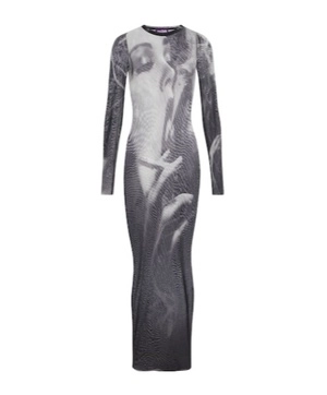 JEAN PAUL GAULTIER Printed Mesh Maxi Dress