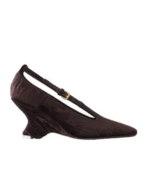Dries Van Noten Velvet Moiré Wedge Pumps