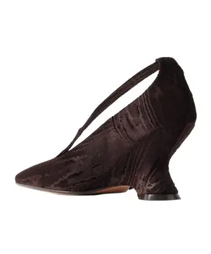 Dries Van Noten Velvet Moiré Wedge Pumps