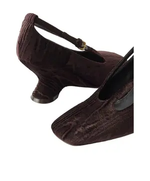 Dries Van Noten Velvet Moiré Wedge Pumps