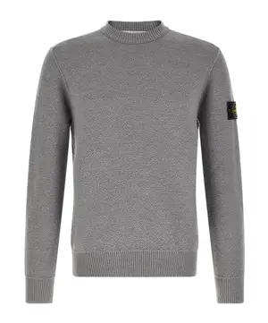 Stone Island Crew Neck Sweater With Textured Processing - Grey