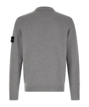 Stone Island Crew Neck Sweater With Textured Processing - Grey