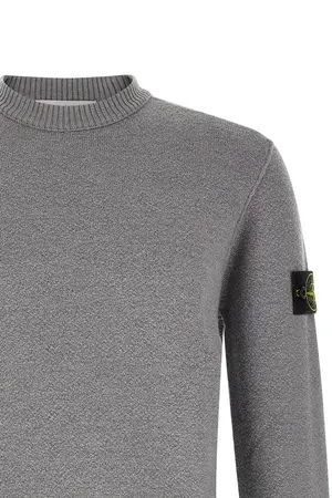 Stone Island Crew Neck Sweater With Textured Processing - Grey