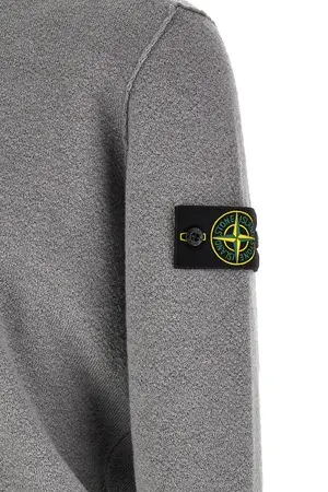 Stone Island Crew Neck Sweater With Textured Processing - Grey