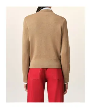 AMI Paris De Coeur Crewneck Cardigan In Responsible Wool