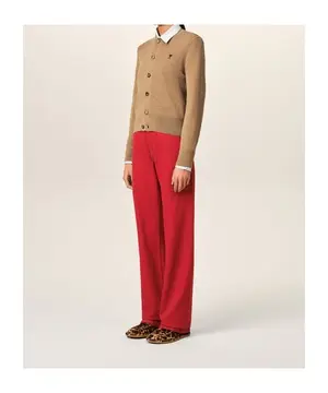 AMI Paris De Coeur Crewneck Cardigan In Responsible Wool