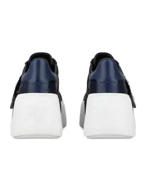 ROGER VIVIER Embellished Satin Sneakers - Navy Blue