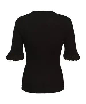 JIL SANDER Ribbed V-neck Top With Ruffled Cuffs