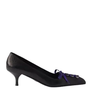 Prada Antiqued Leather Pumps - Black