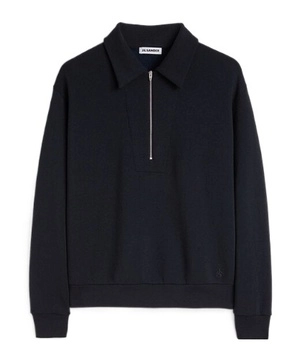 JIL SANDER Cotton Blend Polo Sweatshirt - Ink