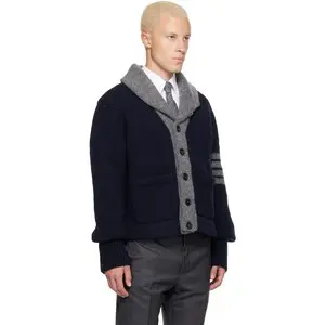 Thom Browne Knitted Hoodie With Rwb Stripes