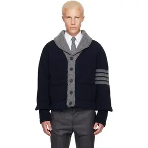 Thom Browne Knitted Hoodie With Rwb Stripes