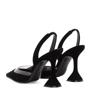 Amina Muaddi Lara Sling 95 Suede And Transparent Pvc Pointed Toe Heels
