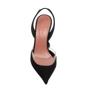 Amina Muaddi Lara Sling 95 Suede And Transparent Pvc Pointed Toe Heels