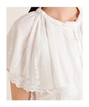 Isabel Marant Étoile Lorna Embroidered Cotton Top With Ruffles And Scalloped Trims - No