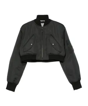Balenciaga Cropped Bomber Jacket - Black