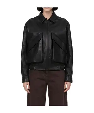 Magda Butrym Classic Collar Vintage Leather Jacket