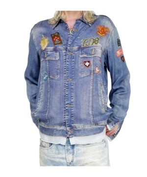 DIESEL® Satin Shirt With Trompe-l'oeil Denim Print