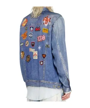 DIESEL® Satin Shirt With Trompe-l'oeil Denim Print