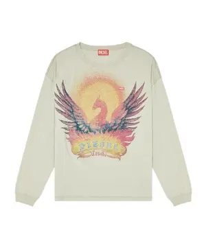 DIESEL® T-box Long Sleeve Graphic T-shirt - Beige