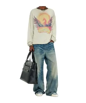 DIESEL® T-box Long Sleeve Graphic T-shirt - Beige
