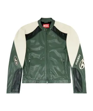 DIESEL® L-ahti Leather Jacket - Beige/black