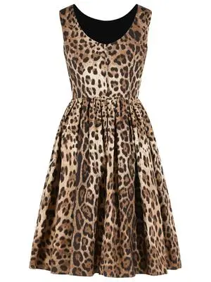 Dolce & Gabbana Leopard Print Sleeveless Midi Dress
