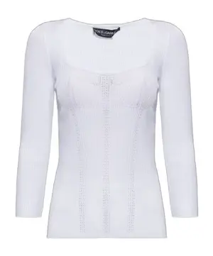 Dolce & Gabbana Viscose Rib-knit Pullover With Long Sleeves - White