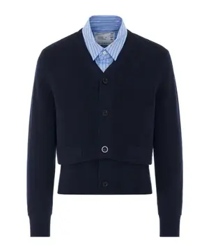 Sacai Layered Button-up Cardigan - Black