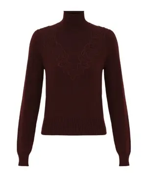 Zimmermann Valiant Merino Lace Turtleneck - Mahogany